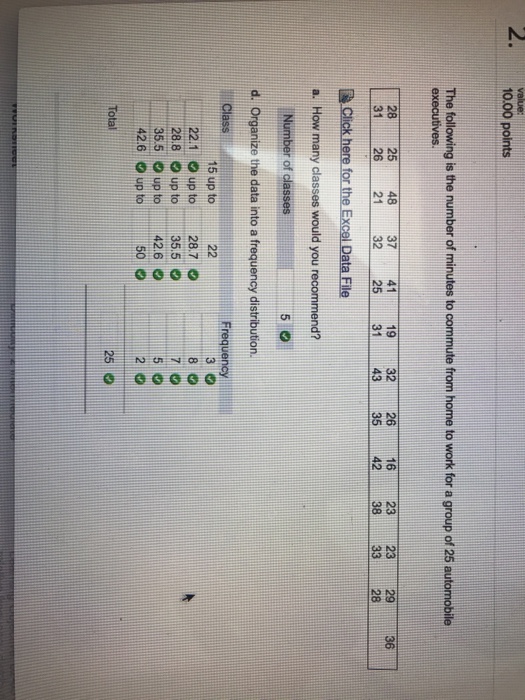 Solved The following is the number of minutes to commute | Chegg.com