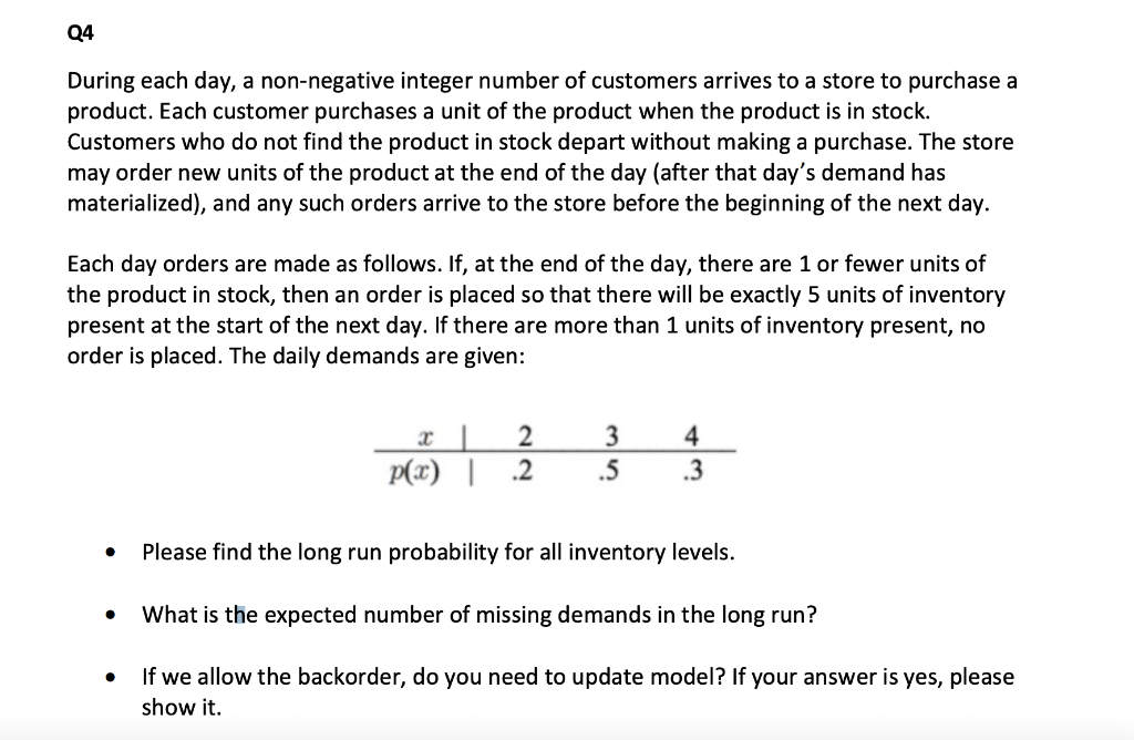 Solved Q4 During each day, a non-negative integer number of | Chegg.com