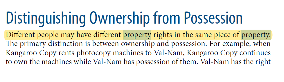 Solved Distinguishing Ownership from Possession | Chegg.com
