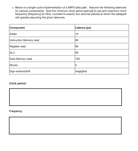 Solved Single cycle - Latency of longest path through data | Chegg.com