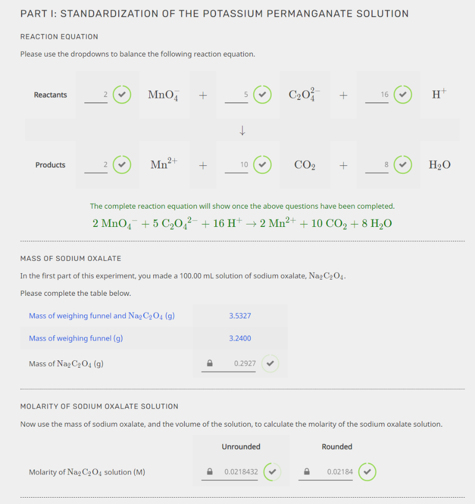 Solved PARTI: STANDARDIZATION OF THE POTASSIUM PERMANGANATE | Chegg.com