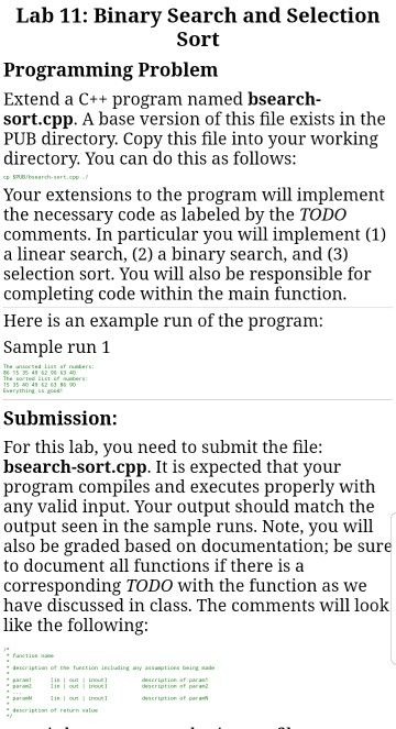 Solved Lab 11 Binary Search And Selection Sort Programming