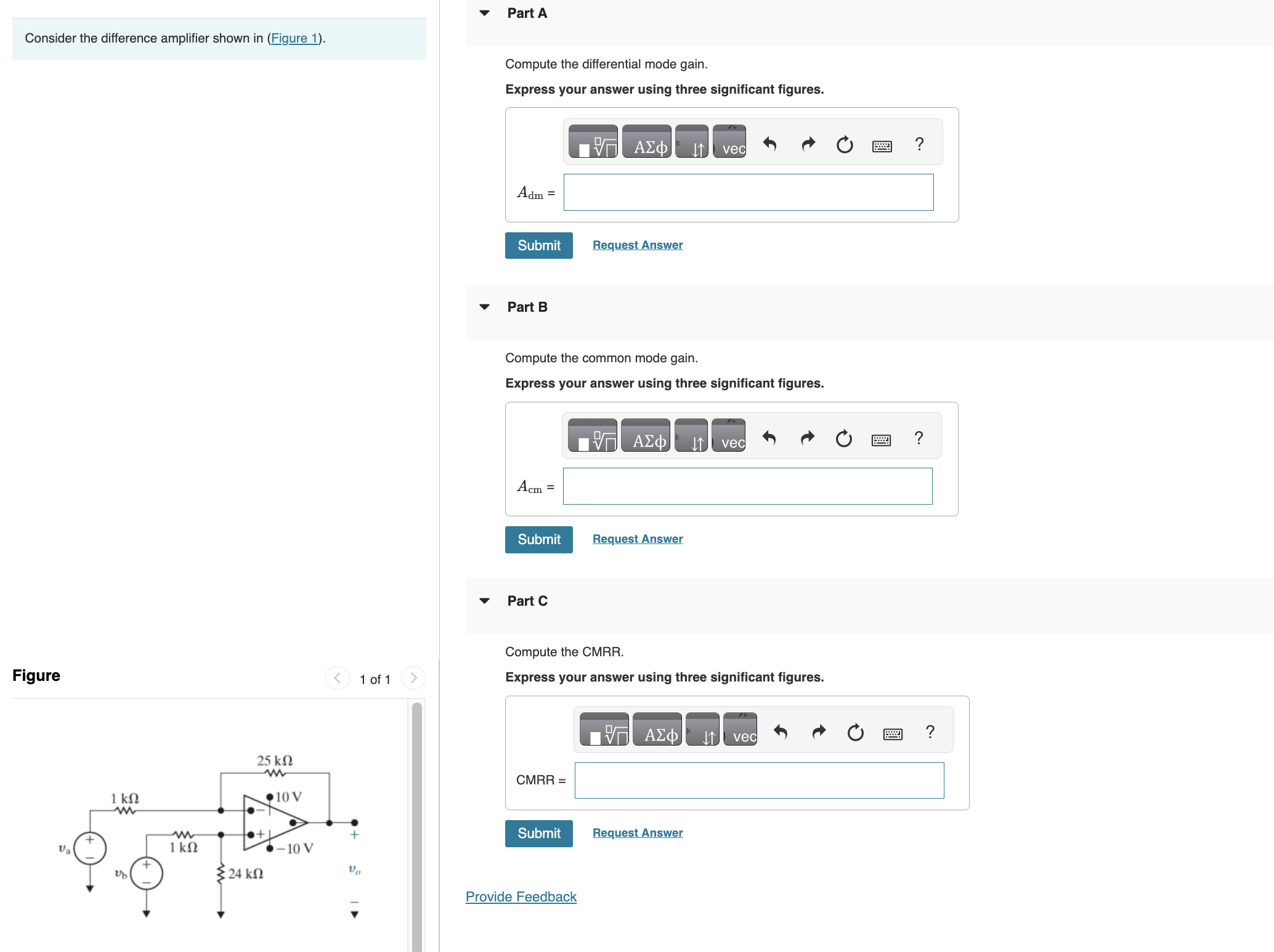 Solved Consider the difference amplifier shown in Compute | Chegg.com