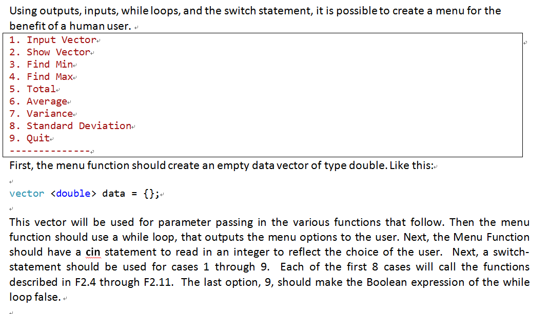 Solved Using outputs, inputs, while loops, and the switch | Chegg.com