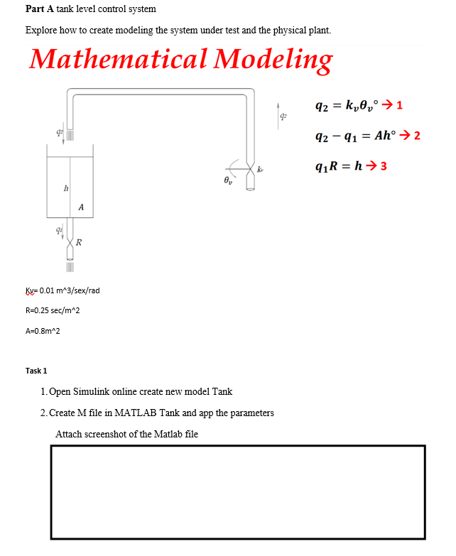 Part A tank level control system Explore how to | Chegg.com