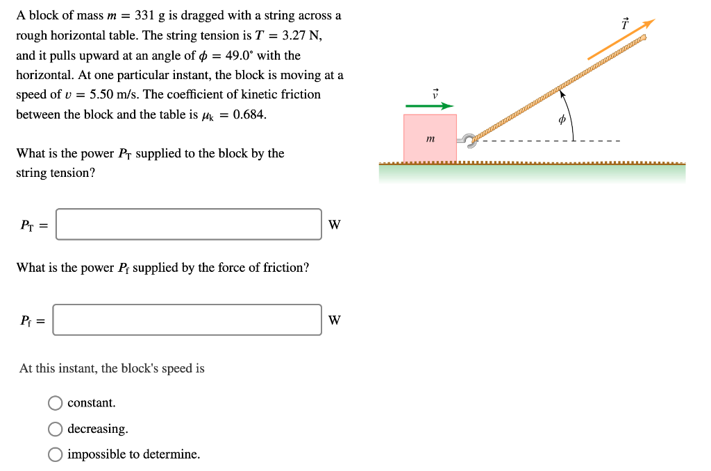 Solved A block of mass m = 331 g is dragged with a string | Chegg.com