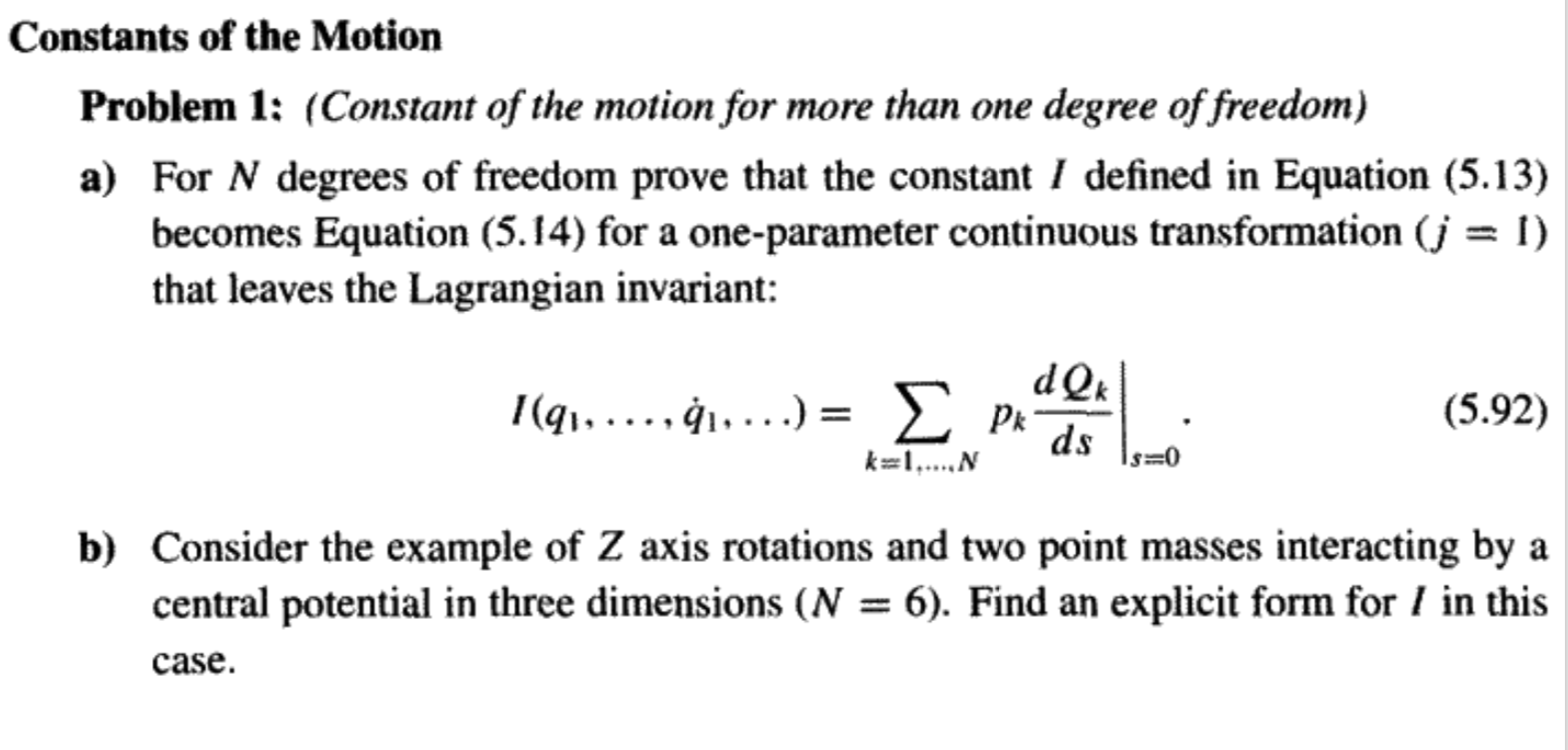 Constants of the Motion Problem 1: (Constant of the | Chegg.com