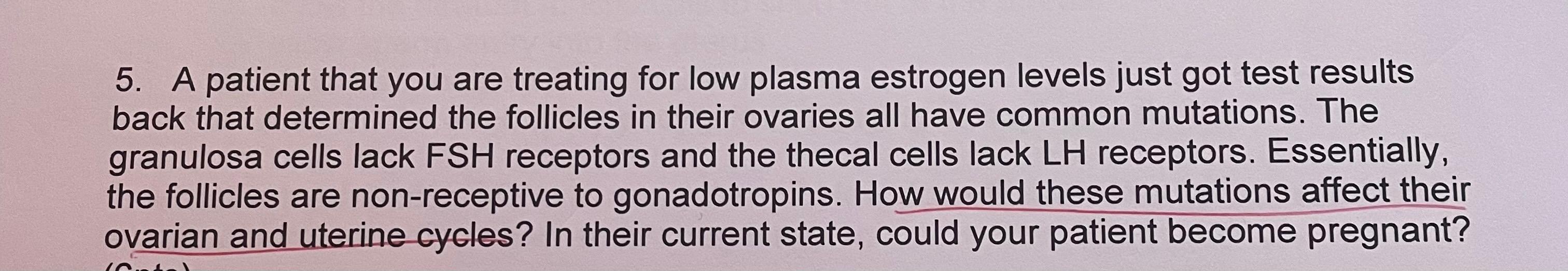 Solved 5. A patient that you are treating for low plasma | Chegg.com