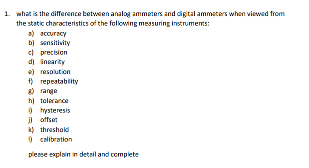 Solved 1. what is the difference between analog ammeters and | Chegg.com