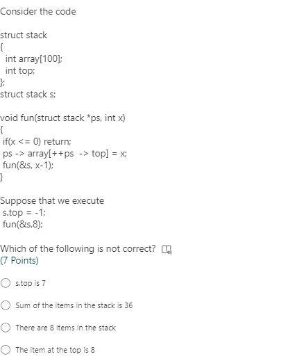 Solved Consider The Code Struct Stack Int Array100 Int 7872