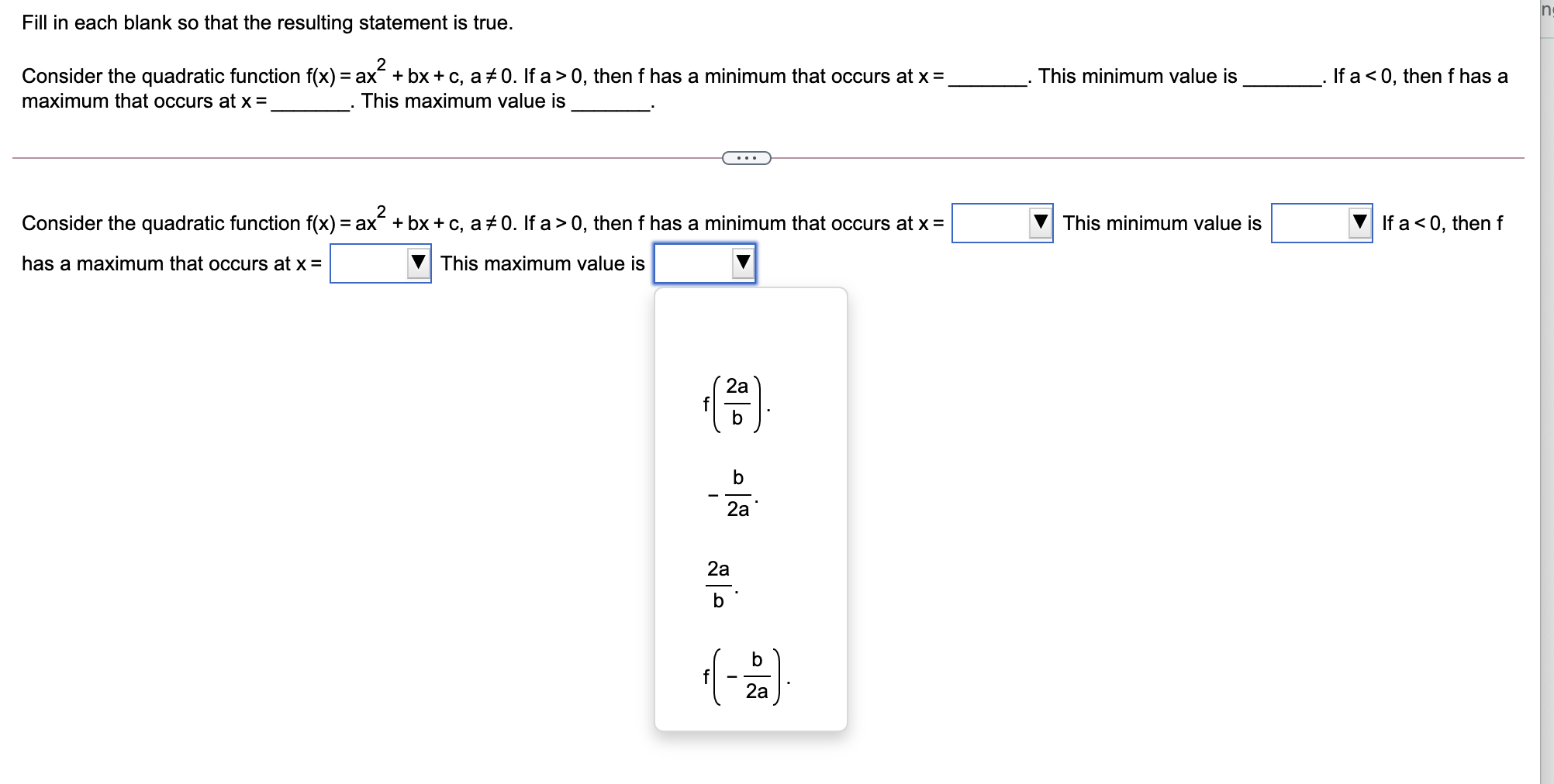 Solved Fill in each blank so that the resulting statement is | Chegg.com