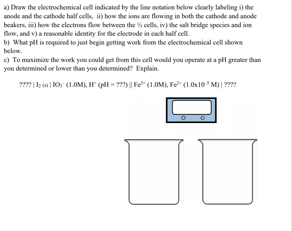 Solved a) Draw the electrochemical cell indicated by the | Chegg.com
