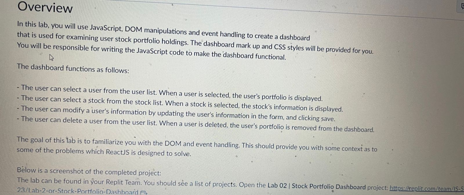 In this lab, you will use JavaScript, DOM | Chegg.com