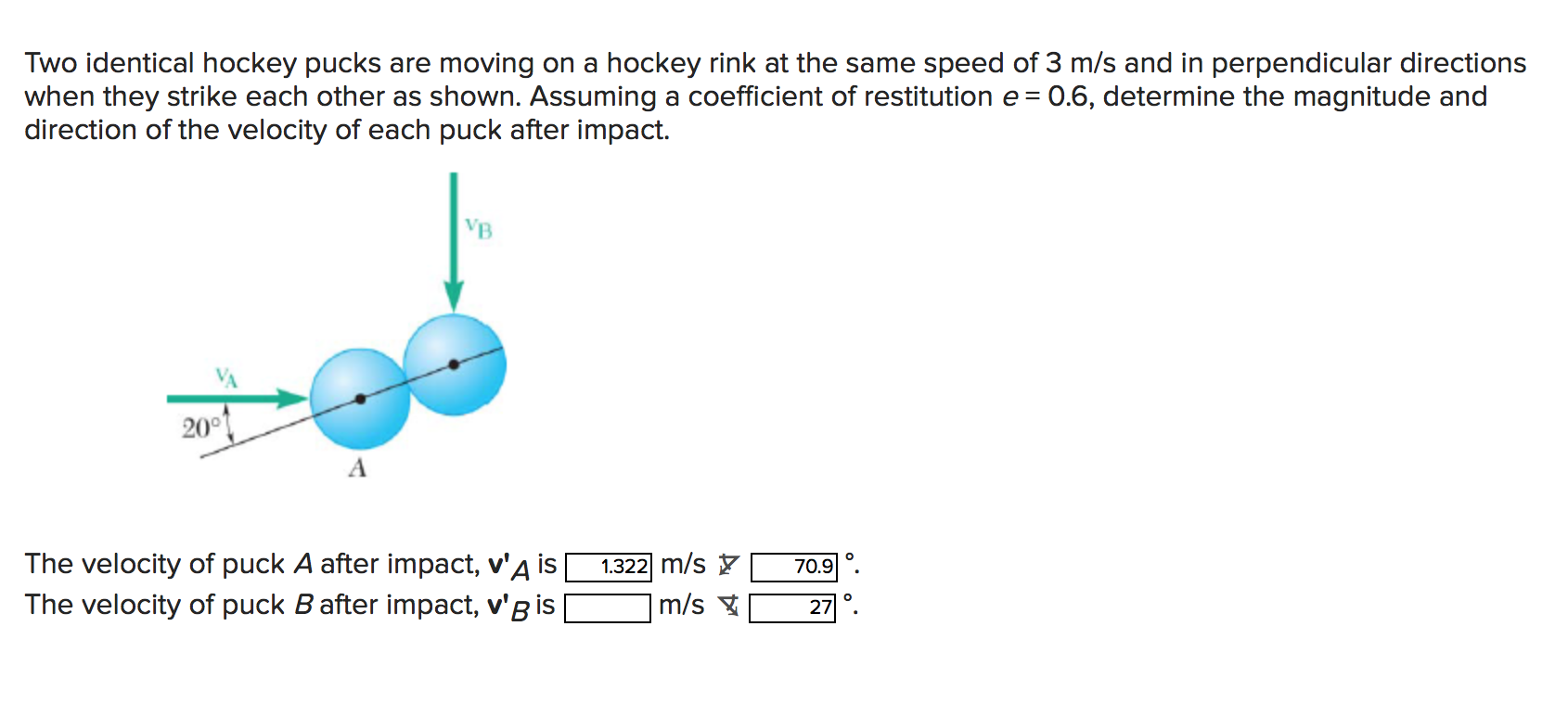 Solved Two identical hockey pucks are moving on a hockey | Chegg.com