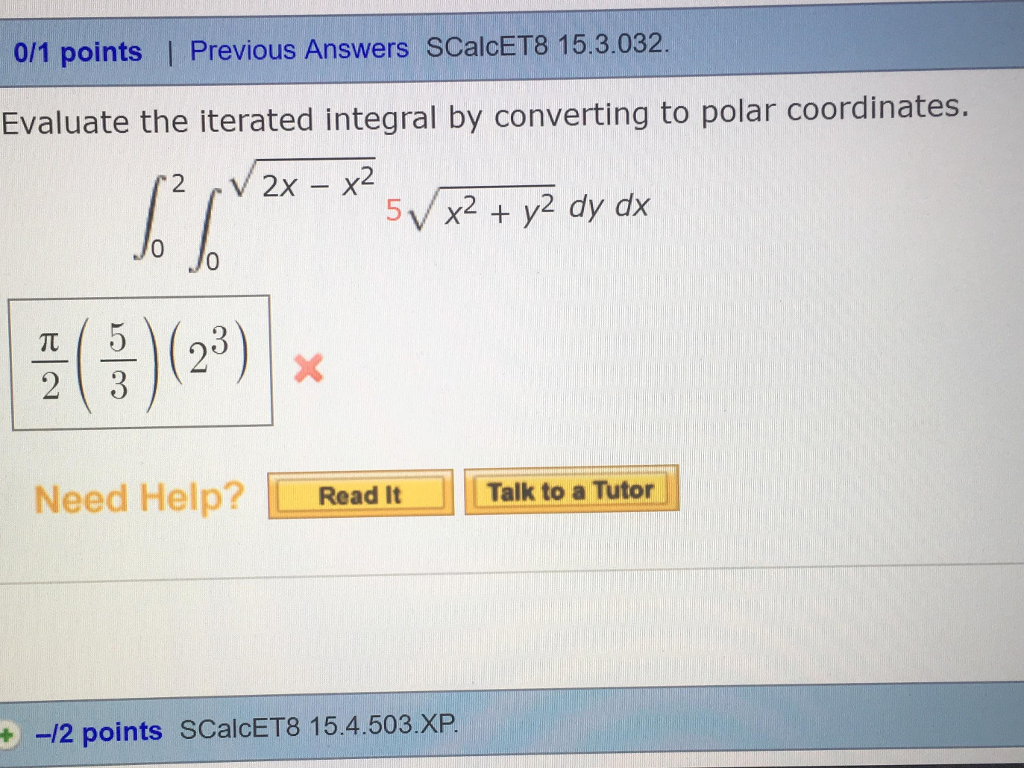 Solved 0/1 points | Previous Answers ScalcET8 15.3.032. | Chegg.com
