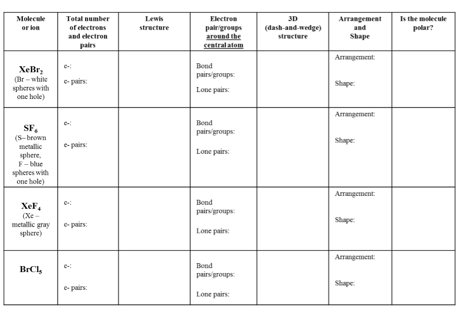 Solved Molecule or ion Lewis structure Total number of | Chegg.com
