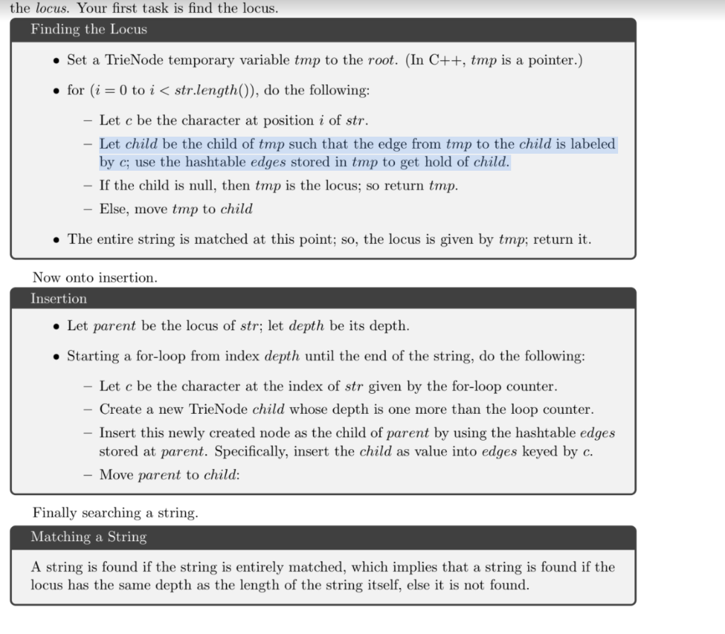 3 trie methods in C++ Trie.h #include | Chegg.com