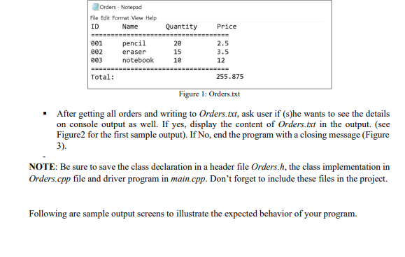 Solved Question 1 Create a class called Orders that ABC | Chegg.com