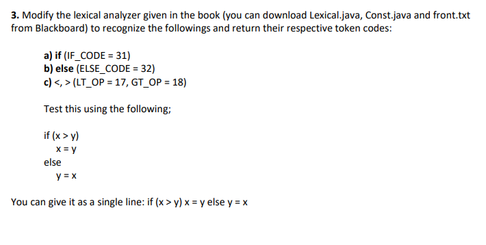 3. Modify the lexical analyzer given in the book (you | Chegg.com