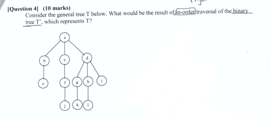 Solved Question 4) (10 marks) Consider the general tree T | Chegg.com