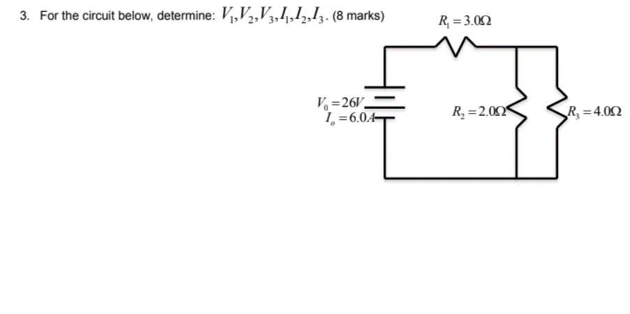 Solved 3. For the circuit below, determine: V1,V2,V3,I1,Ir | Chegg.com