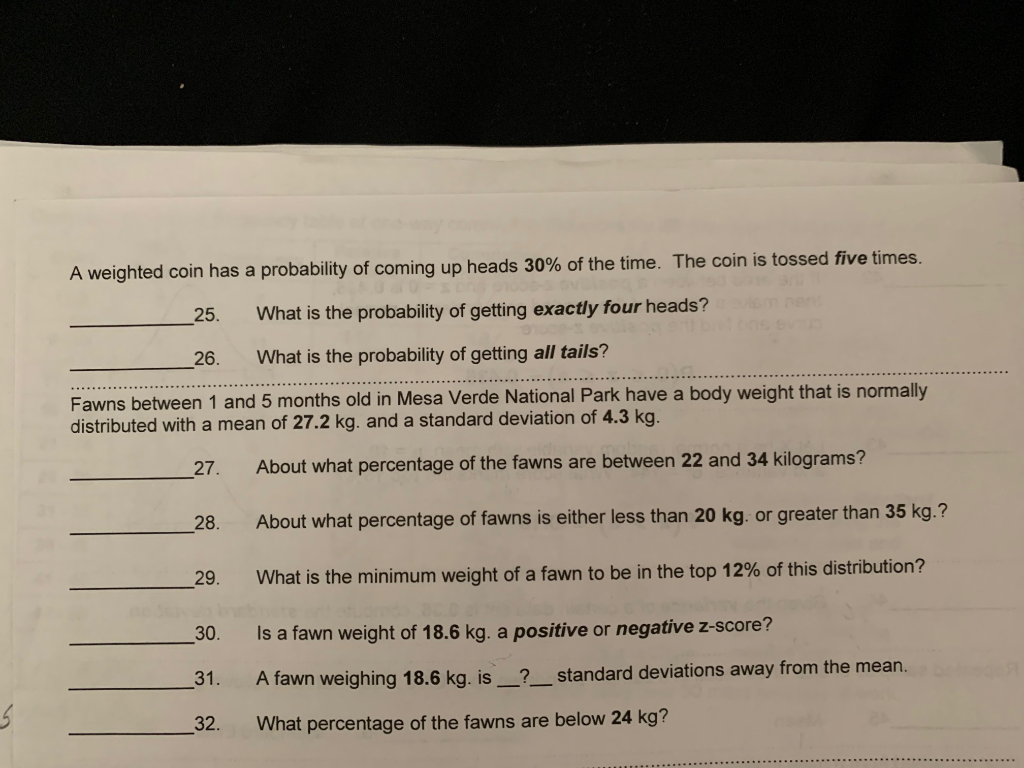 Solved A weighted coin has a probability of coming up heads | Chegg.com