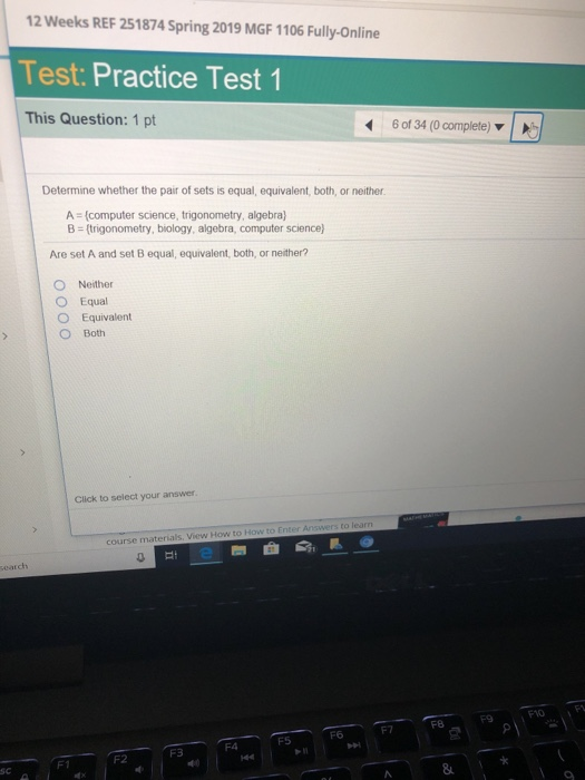 Solved 2 Weeks REF 251874 Spring 2019 MGF 1106 Fully-Online | Chegg.com