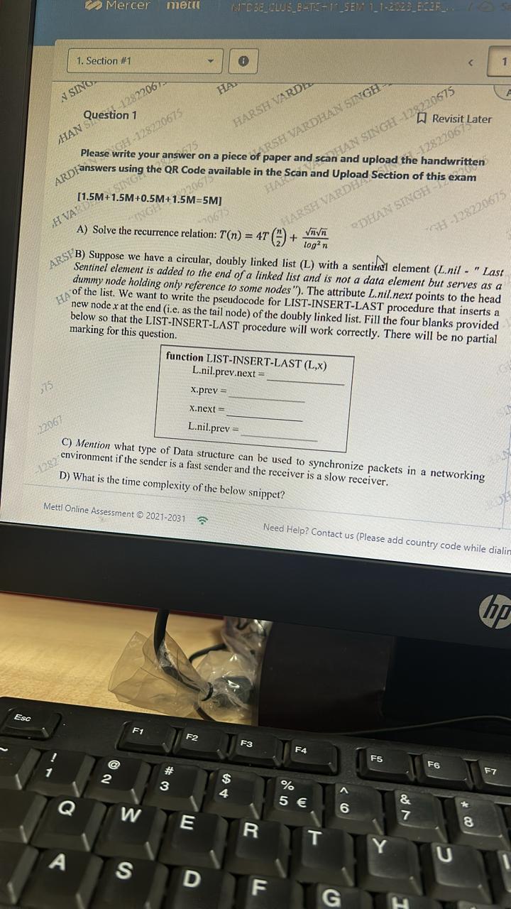 Solved Question 1Please write your answer on a piece of | Chegg.com