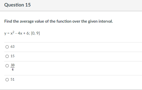 Solved Find the average value of the function over the given | Chegg.com