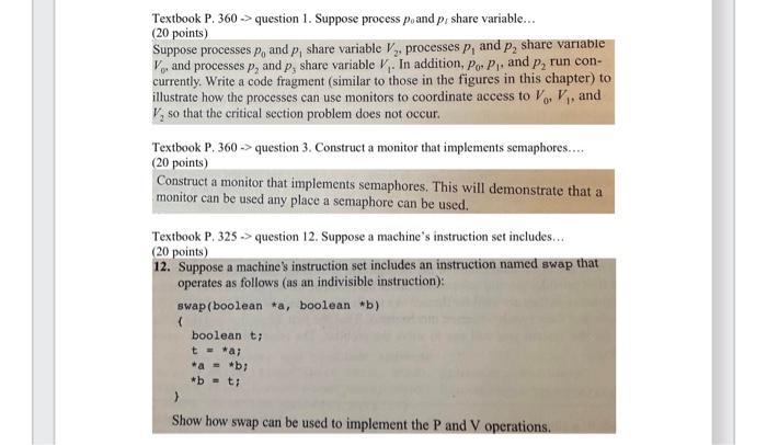 Solved Textbook P. 360→ ﻿question 1. ﻿Suppose process p0 | Chegg.com