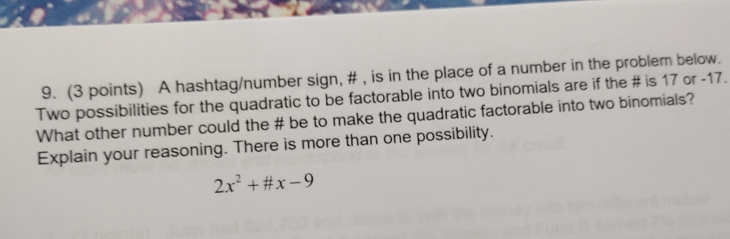 Solved 9. (3 points) A hashtag/number sign, \#, is in the | Chegg.com