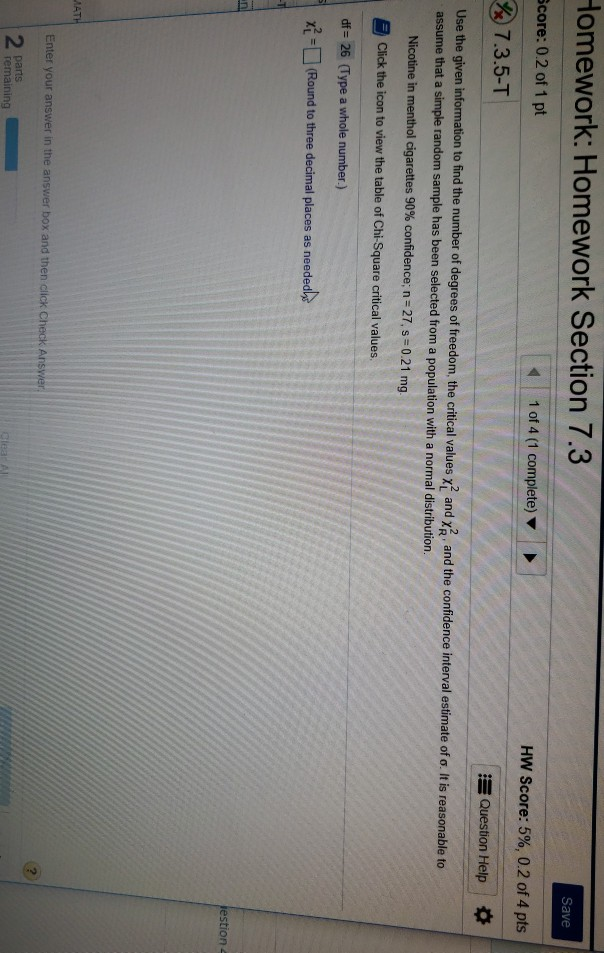 Solved Save Homework Homework Section 7 3 Score 0 2 Of 1