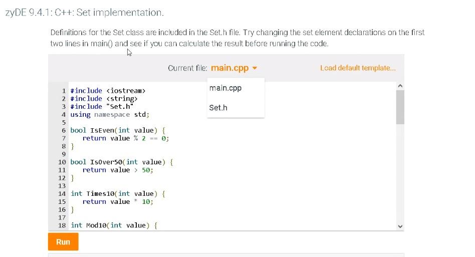 Solved Zyde 941 C Set Implementation Definitions For 