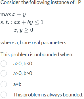 Solved Consider the following instance of LPmaxx+y ﻿s.t. | Chegg.com