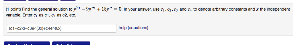 Solved (1 point) Find the general solution to y4)- 9y"" | Chegg.com
