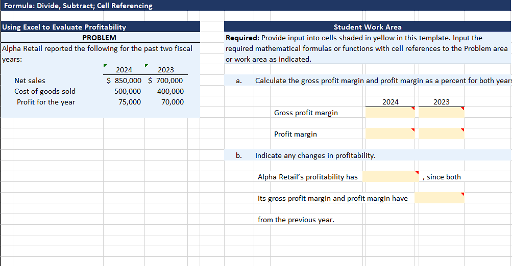 Solved Formula Divide Subtract Cell Referencing Using 0957