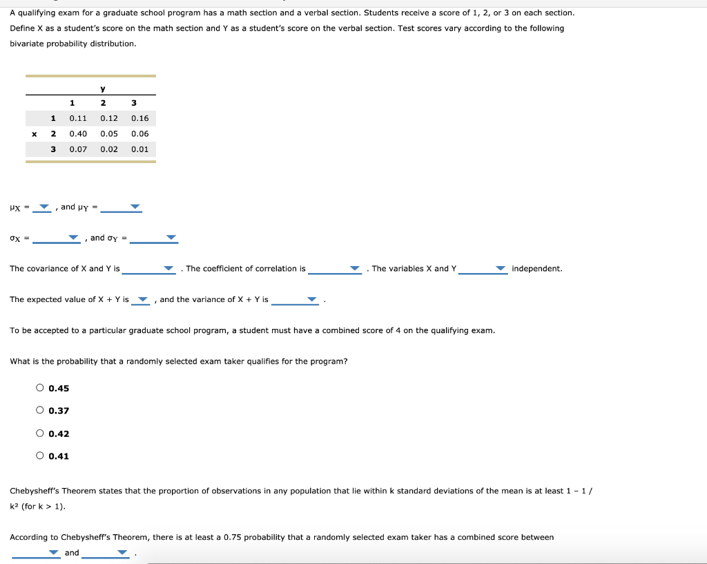 Solved A qualifying exam for a graduate school program has a | Chegg.com