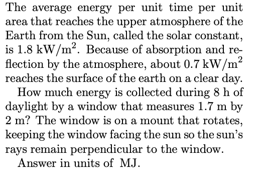 Solved The average energy per unit time per unit area that | Chegg.com