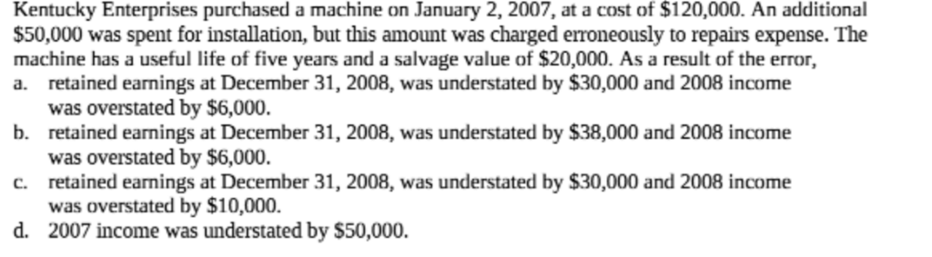 Solved Kentucky Enterprises purchased a machine on January | Chegg.com
