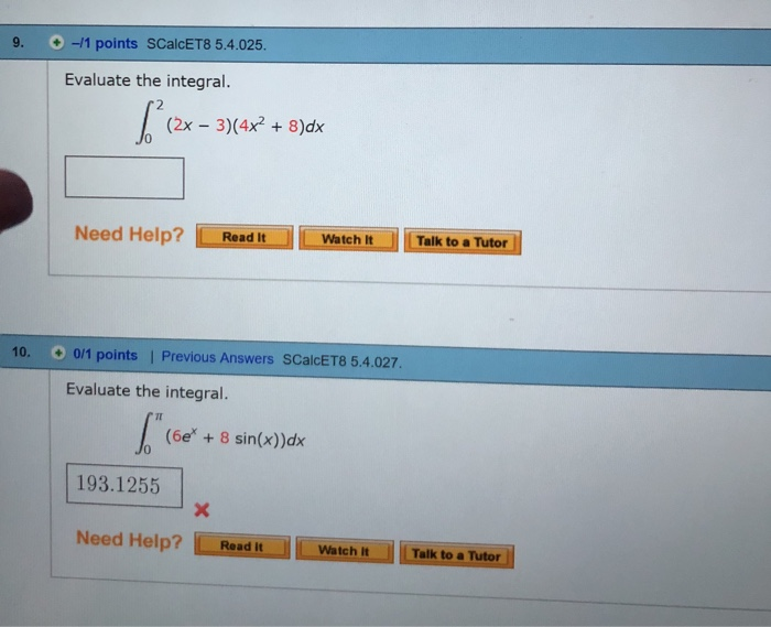 Solved 0/1 points Previous Answers SCalcET8 5.4.502.XP. Find | Chegg.com