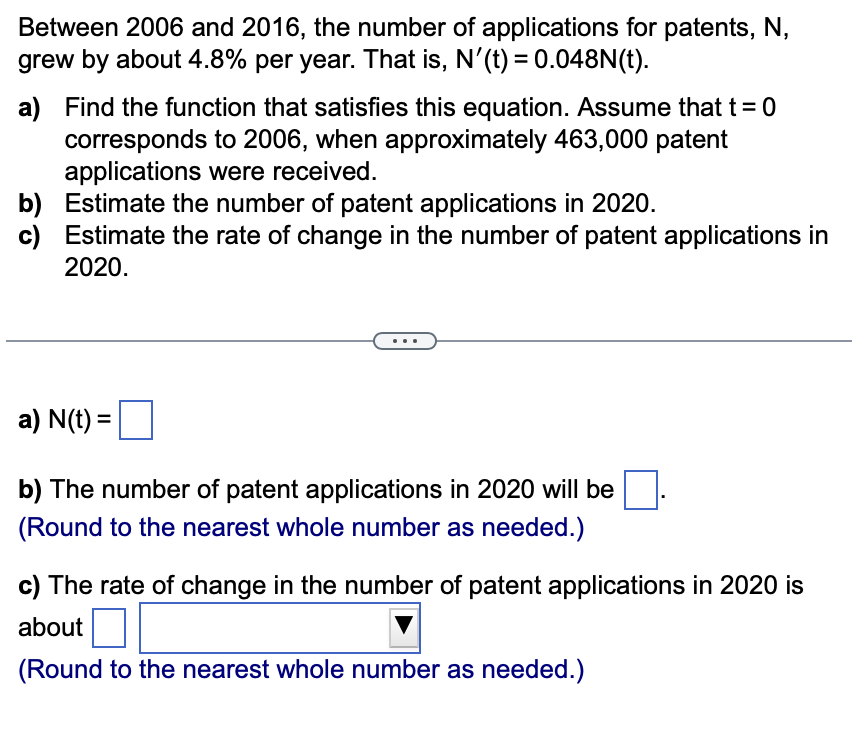 Solved Between 2006 and 2016, the number of applications for | Chegg.com