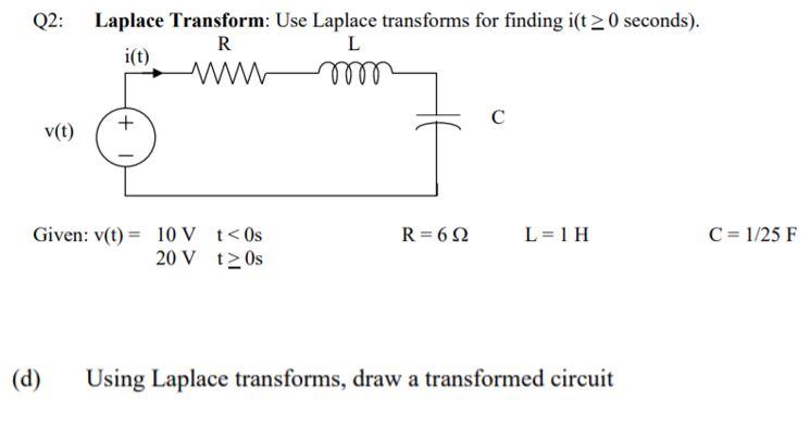 Solved Q2: Laplace Transform: Use Laplace transforms for | Chegg.com