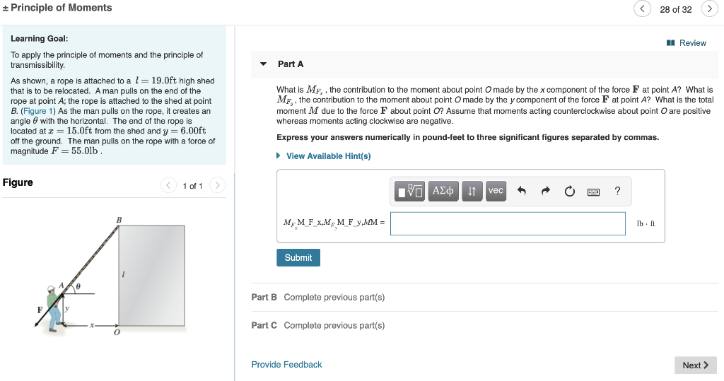Solved Principle of Moments 28 of 32 II Review Part A | Chegg.com