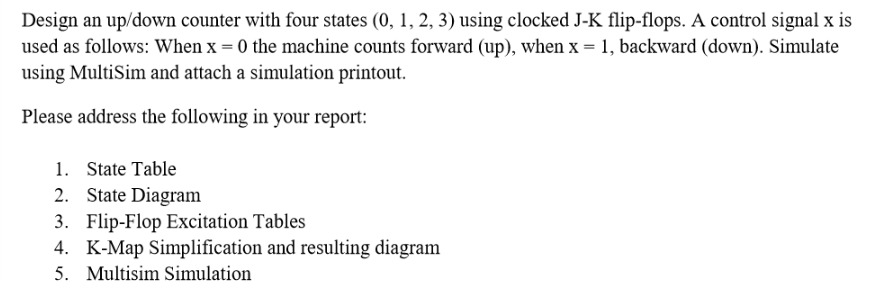 Solved Design an up/down counter with four states (0, 1,2, | Chegg.com