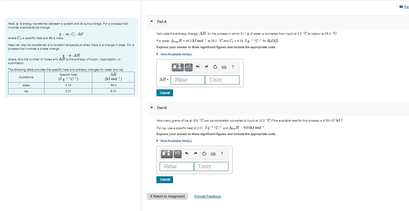 Solved A Re Part A Heat, 9. is energy transferred between a | Chegg.com