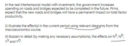 Solved In the real intertemporal model with investment, the | Chegg.com