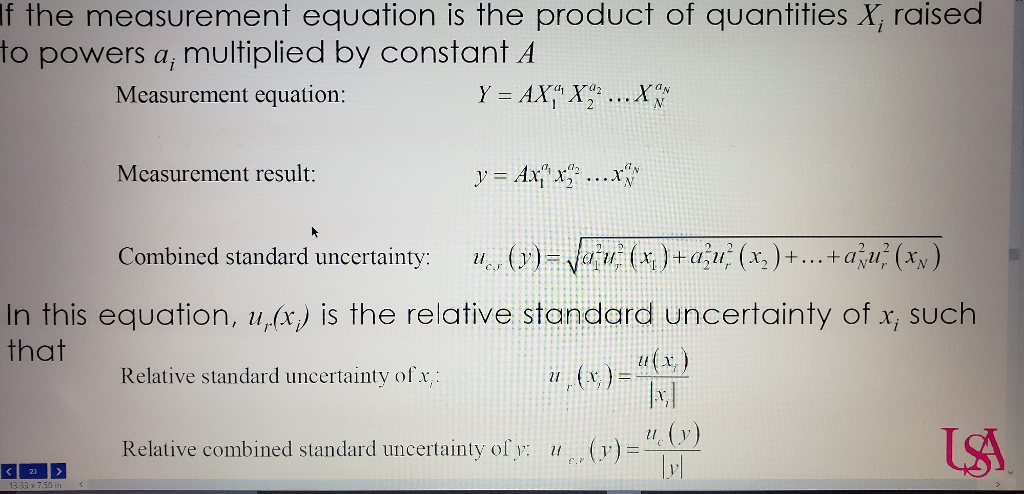 Solved Calculate the value and combined standard uncertainty | Chegg.com
