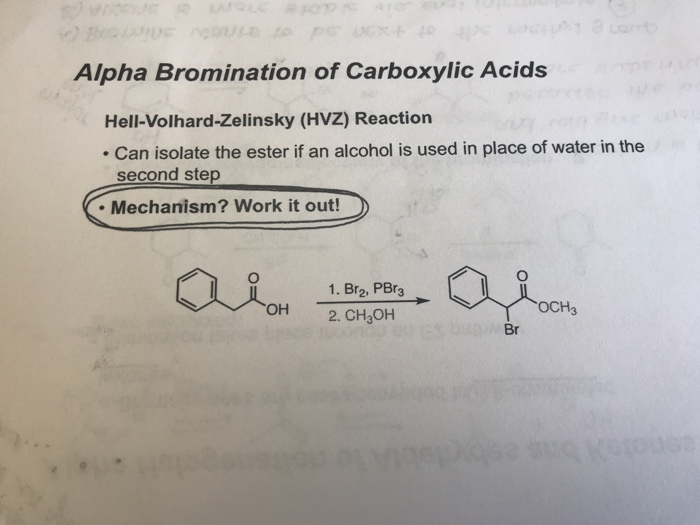 Solved Alpha Bromination of Carboxylic Acids | Chegg.com