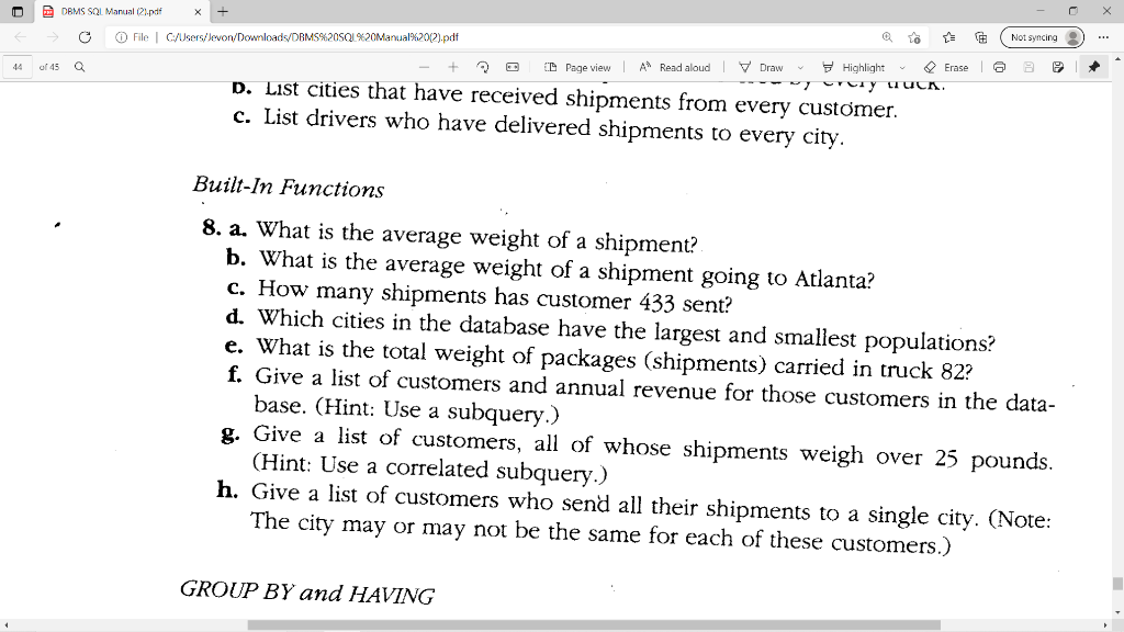 Solved DBMS SQL Manual (2).pdf File | Chegg.com