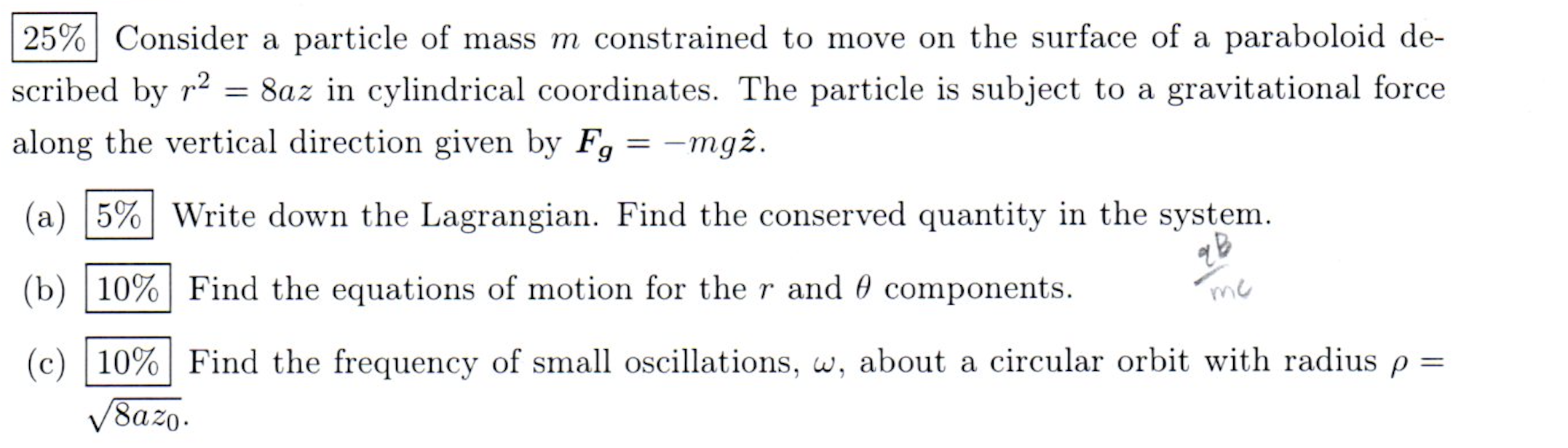 Solved 25% Consider a particle of mass m constrained to move | Chegg.com